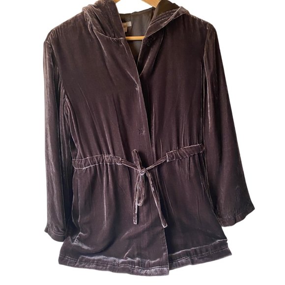 J. Jill | Jackets & Coats | J Jill Silk Blend Chocolate Brown Velvet ...